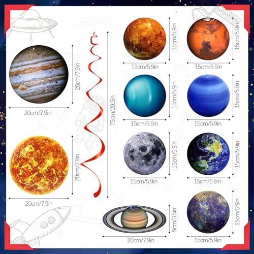 20PCS Space Solar System Theme Hanging Swirls Decorations, Outer Space Party Supplies Ceiling Hanging Swirls for Birthday Baby Shower Party Decorations