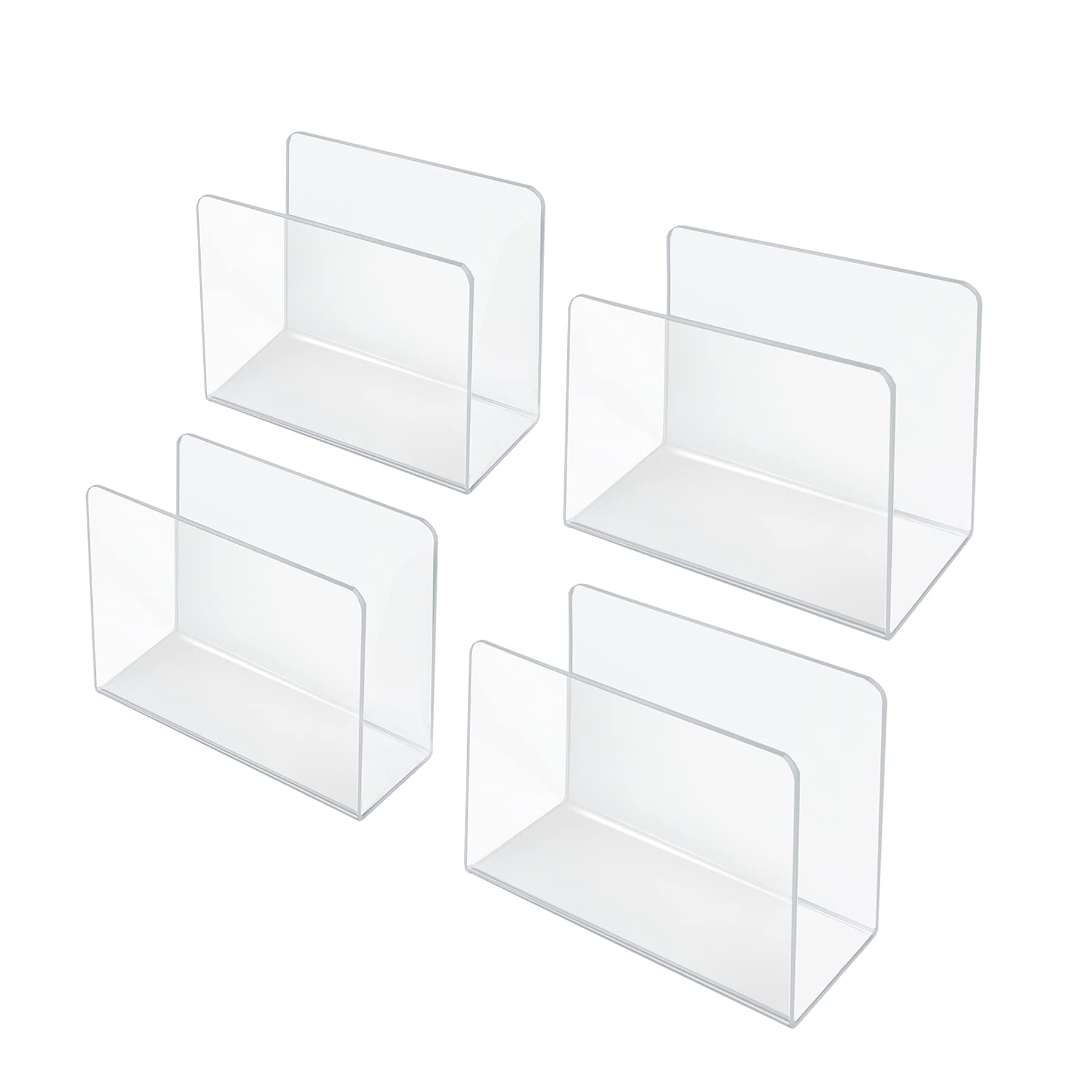 Azar Displays 255080 Small Standing File Holder/Sorter Desk Organizer, 4-Pack, Clear