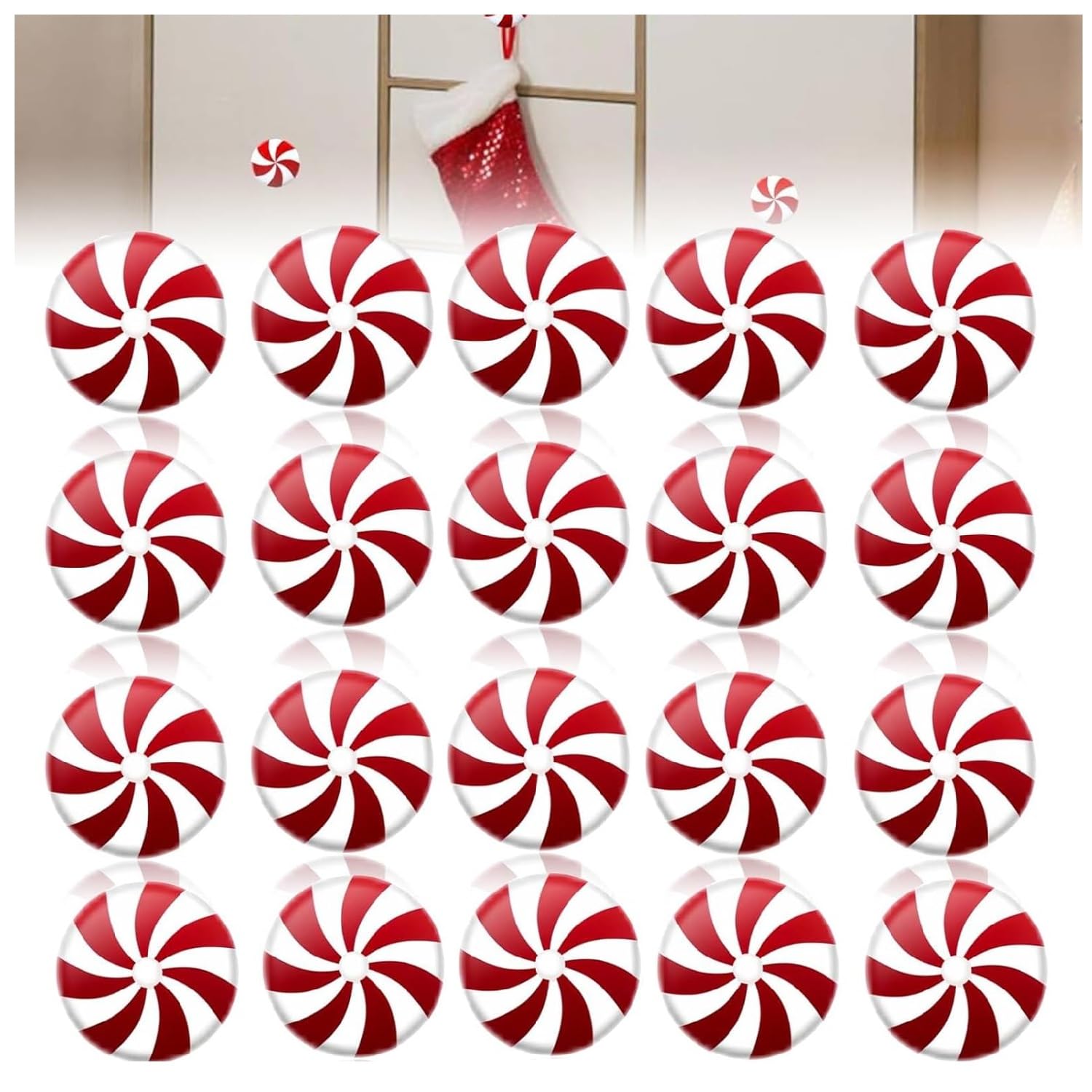 2024 New Halloween Christmas Acrylic Silicone Red and White Candy Cabinet Knob Covers Pack of 20 for Various Kitchen Cabinet Knob Covers Living Room Bedroom Cabinet Knob Covers (20 PCS)