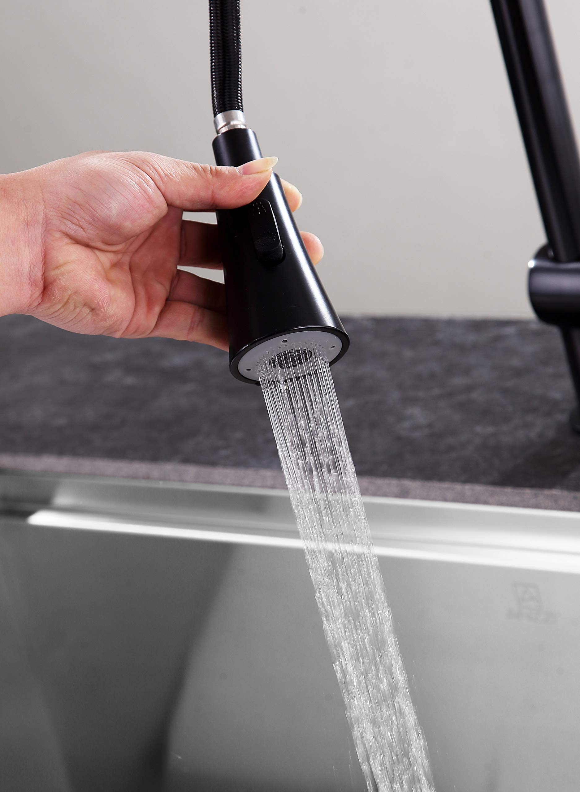 ANZZI Carriage Modern Single Hole Kitchen Faucet, Single Handle Oil Rubbed Bronze Kitchen Faucet, Commercial Stainless Steel Kitchen Bar Pull Out Kitchen Sink Faucet, KF-AZ211ORB