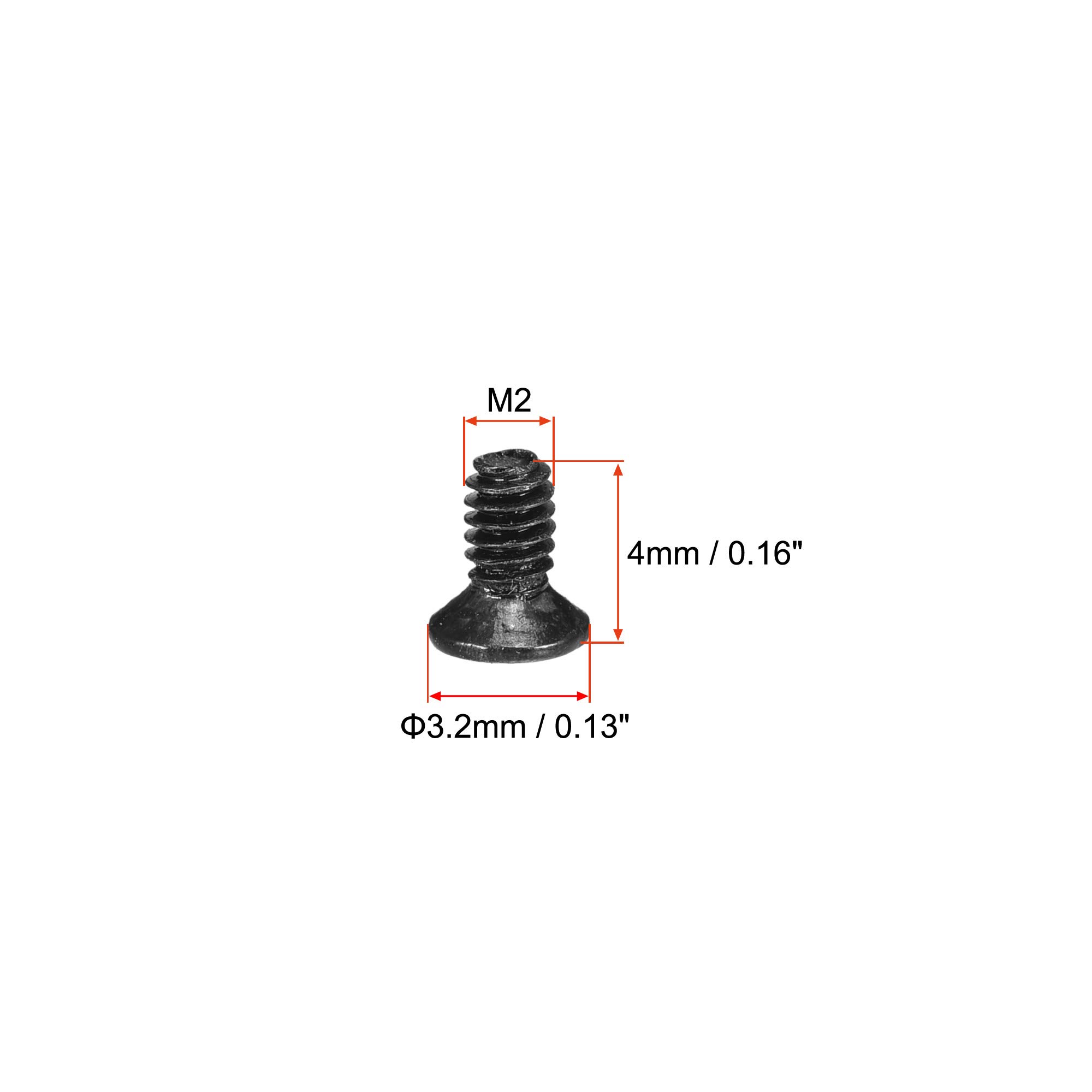 uxcell M2 x 4mm Phillips Screws Fastener Black for Laptop PC TV Fan Switch 500pcs
