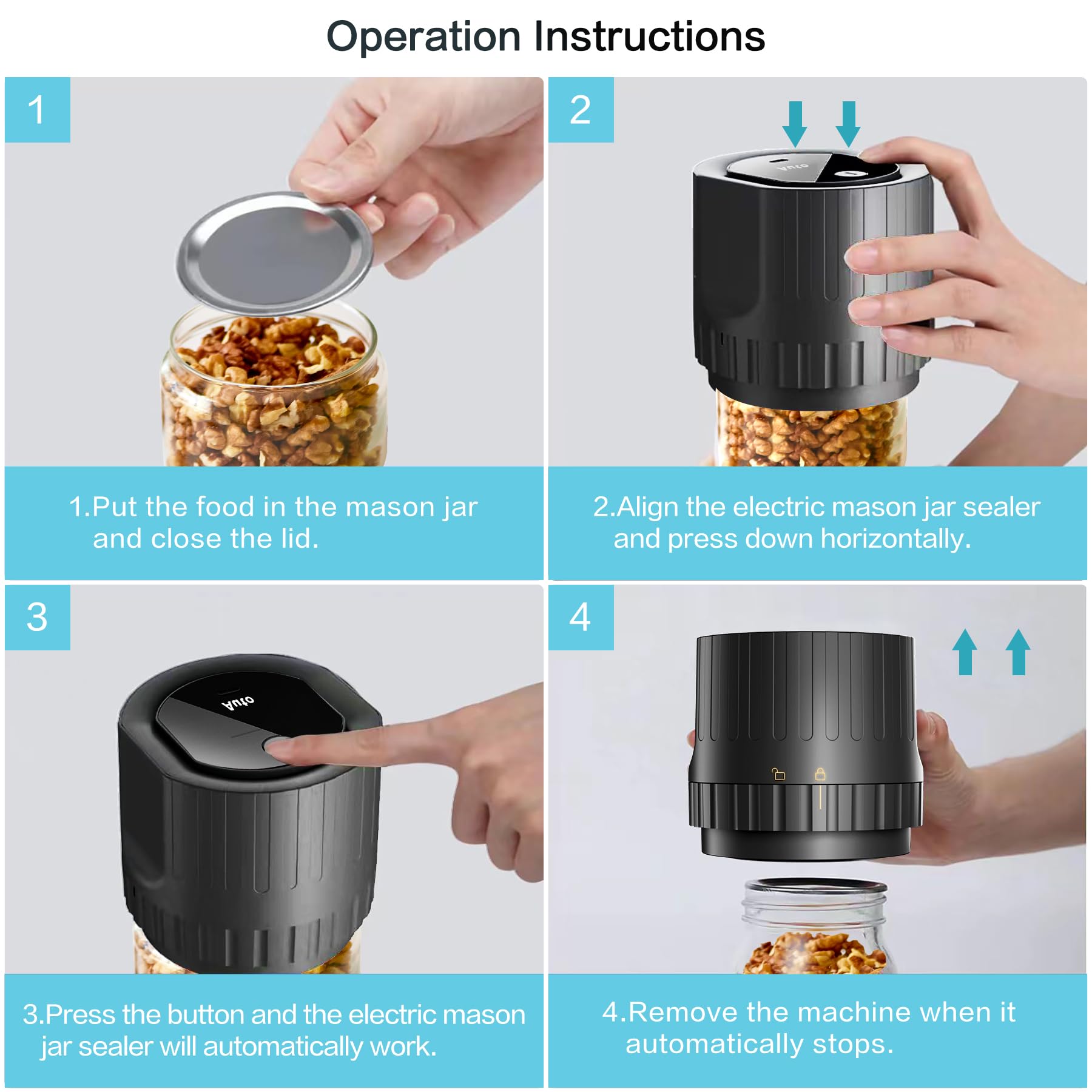 MASONKING Electric Mason Jar Vacuum Sealer, Unique Mothers Day Gifts, Jars Vacuum Sealer Kit for Wide Mouth and Regular Mouth Mason Jars Canning, Fully Automatic