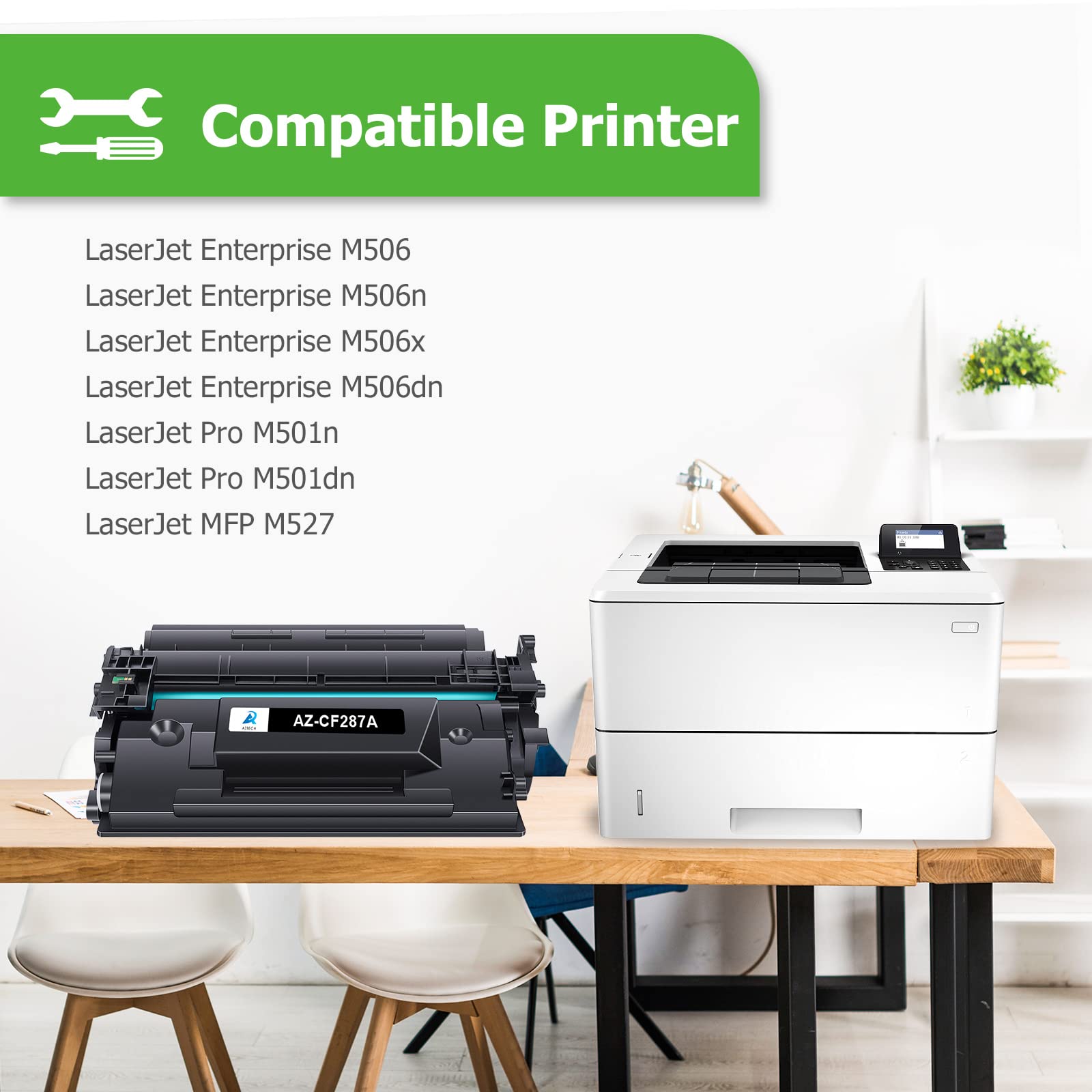 Aztech Compatible Toner Cartridge Replacement for HP 87A CF287A 87X CF287X Enterprise M506 M506dn M506n M506x Pro M501 M501dn M527 M527dn Printer (Black, 2-Pack)