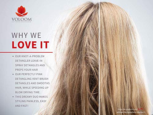 VOLOOM Very Airy Knot A Problem Leave in Hair Conditioner and Detangler Spray and Vent Brush Kit. Infused with ProVitamin B5, Amino Acids, and Botanical Extracts. (Detangler Conditioner)