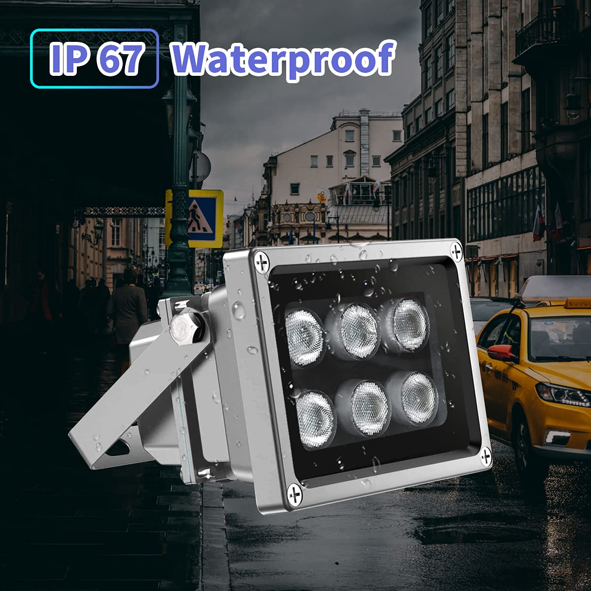 OHWOAI IR Illuminator, 6 LED IR Lights 850nm, Long Range Infrared Light, Outdoor Waterproof Lamp Night Vision, 10ft 12V 2A Power Supply