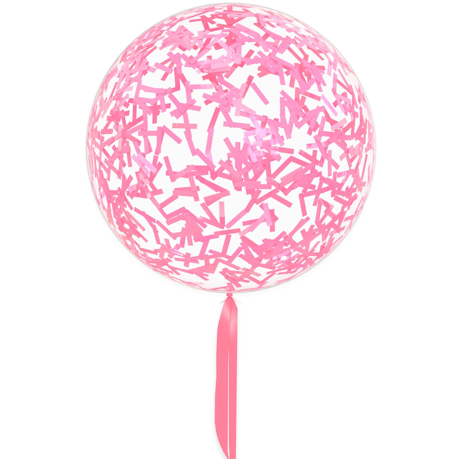 6 Pcs 36 Inch Pink Confetti Balloons, Giant Thickened Clear Balloons with Confetti Inside for Graduation Wedding Bridal Shower Party Baby Shower Gender Reveal Birthday Party Decoration Supplies -Paper