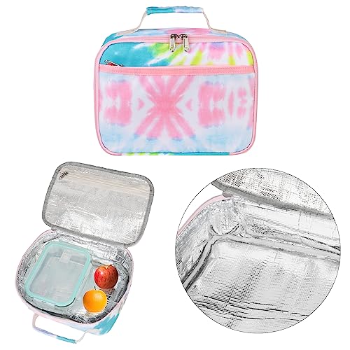 Airyard Girls Backpack, Kids Backpack for School Lightweight School Backpack for Teen Girls Bookbag Set with Lunch Box (Tie-Dye Colorful)