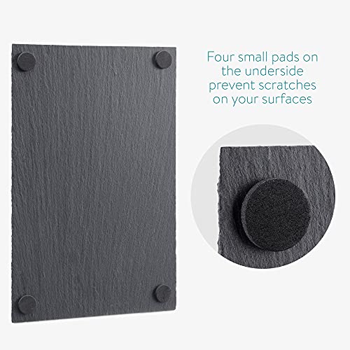 Navaris Natural Slate Serving Plates - Set of 6 Place Mat Serving Trays - Medium Rectangular Stone Table Mat Serving Platter Tiles - 11.8" x 7.8"