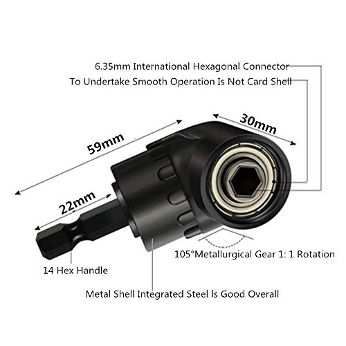 4-Piece Power Drill Sockets Adapter Sets,360°Rotatable 1/4" 3/8" 1/2" Impact Grade Driver Sockets Adapter Extension Set Drill Bit+105 Degree Right Angle Screwdriver set Drill Hex Bit Socket Adapter