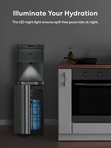 Brio Moderna CLBL720SC Self-Cleaning Bottom Load Water Cooler Dispenser for 3 & 5 Gallon Bottles – Room & Adjustable Hot & Cold, Child Lock, Electronic Display, Silver Stainless Steel