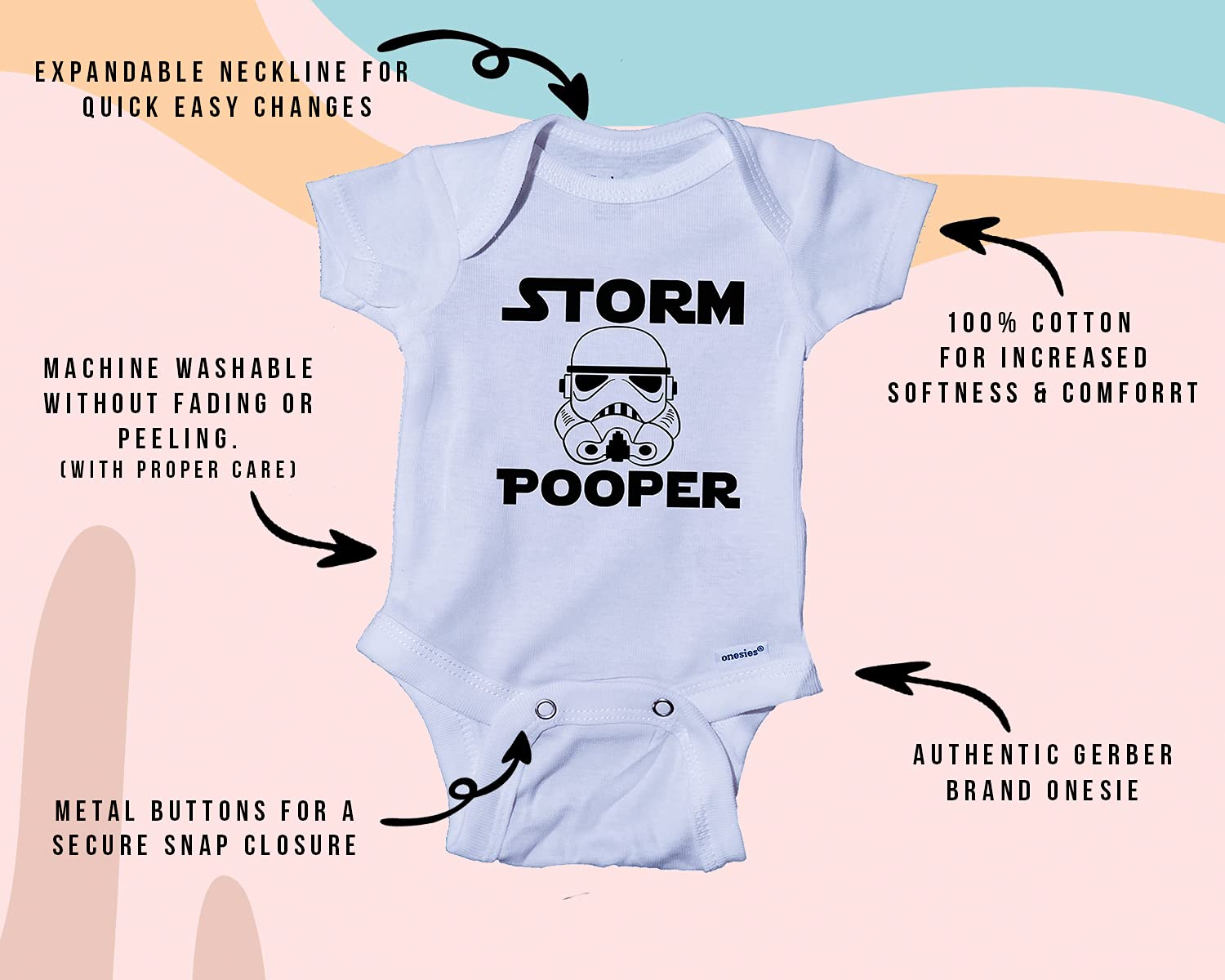 Ink Trendz STORM POOPER TROOPER Themed Baby Onesie® Bodysuit Romper (3-6 Months)
