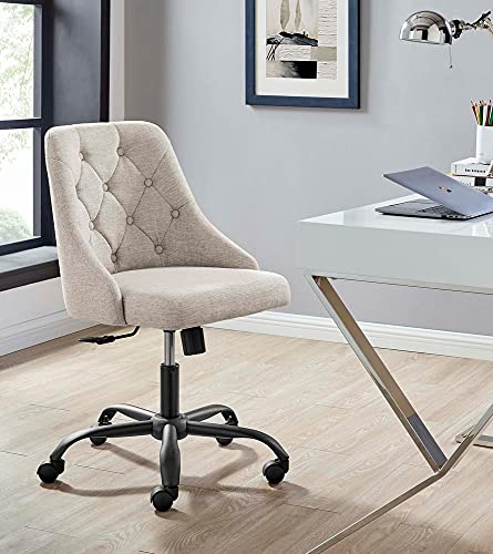 Modway Distinct Tufted Swivel Upholstered Office Chair, Black Beige 23 x 20.5 x 32