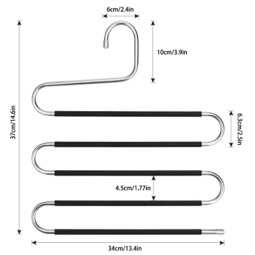 DOIOWN Clothes Hangers 5 Pieces Non Slip Space Saving Stainless Steel Closet Organizer for Pants Jeans Scarf(Upgrade Style)