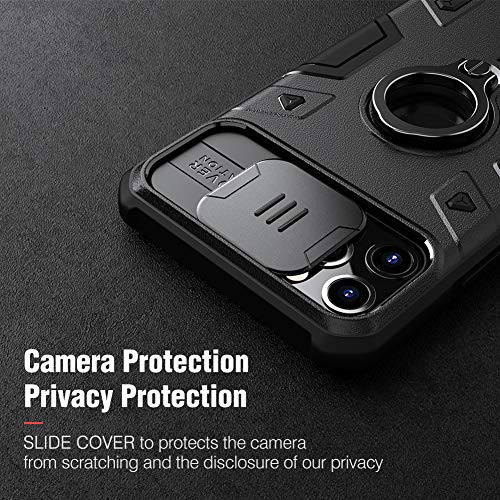 Nillkin Armor iPhone 11 Pro Max Case, [Built in Kickstand & Camera Lens Protector] Shockproof Hard Plastic Back & Soft Silicone Bumper Hybrid Cover Phone Case for iPhone 11 Pro Max 6.5'' Black