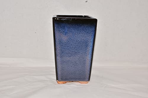 4.5'' Tall Purple & Blues Reactive Glaze Rectangle Shape Bonsai Cactus Planter Plant Pot, Blues & Purples
