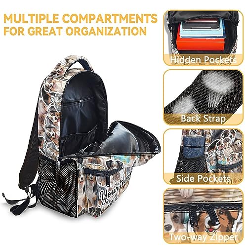 AIOMXZZ Personalized Australian Shepherd School Backpack for Kids, 16 Inch Grey een Dog Backpacks for Girls Boys, Cute, Durable, Lightweight, Large Capacity Bookbag for Travel