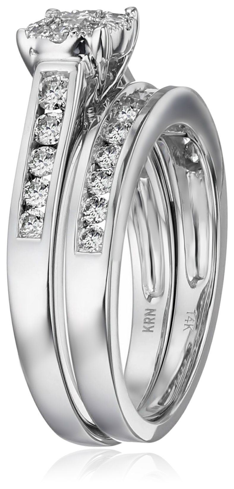 Beyond Brilliance 1.0 Carat Diamond, Channel and Prong Set 14K White Gold Composite Diamond Bridal Ring Set (H-I, I1-I2) Natural Diamond Rings For Women | Gift Box Included