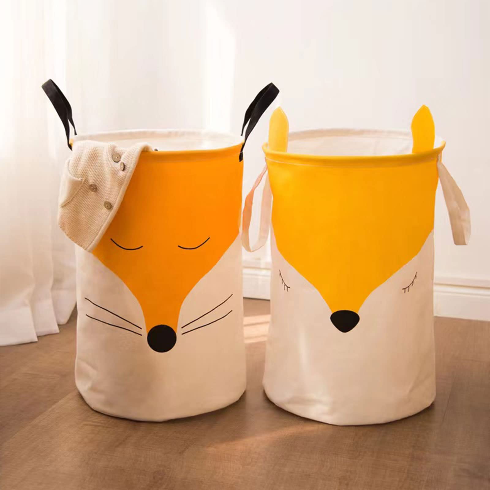 2 Packs Nursery Laundry Hamper,Fox Storage Basket,Fox Basket,Round Laundry Basket,Laundry Basket,Fox Hamper,Animal Hamper,Animal Laundry Basket,Cute Babies Laundry Basket,Decorative Laundry Baskets