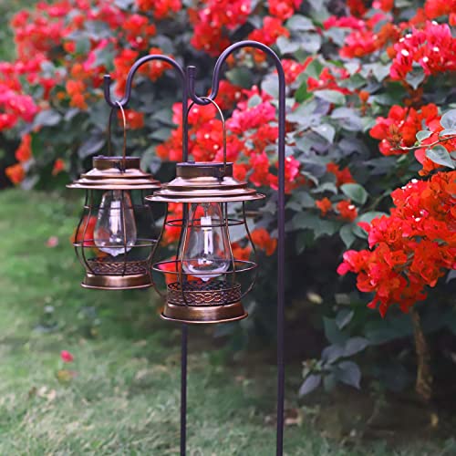 2PACK Solar Outdoor Lights Hanging Garden Decor Solar Lanterns Outdoor Waterproof LED Lights Retro Design for Passage Courtyard,Lawn, Patio Decoration