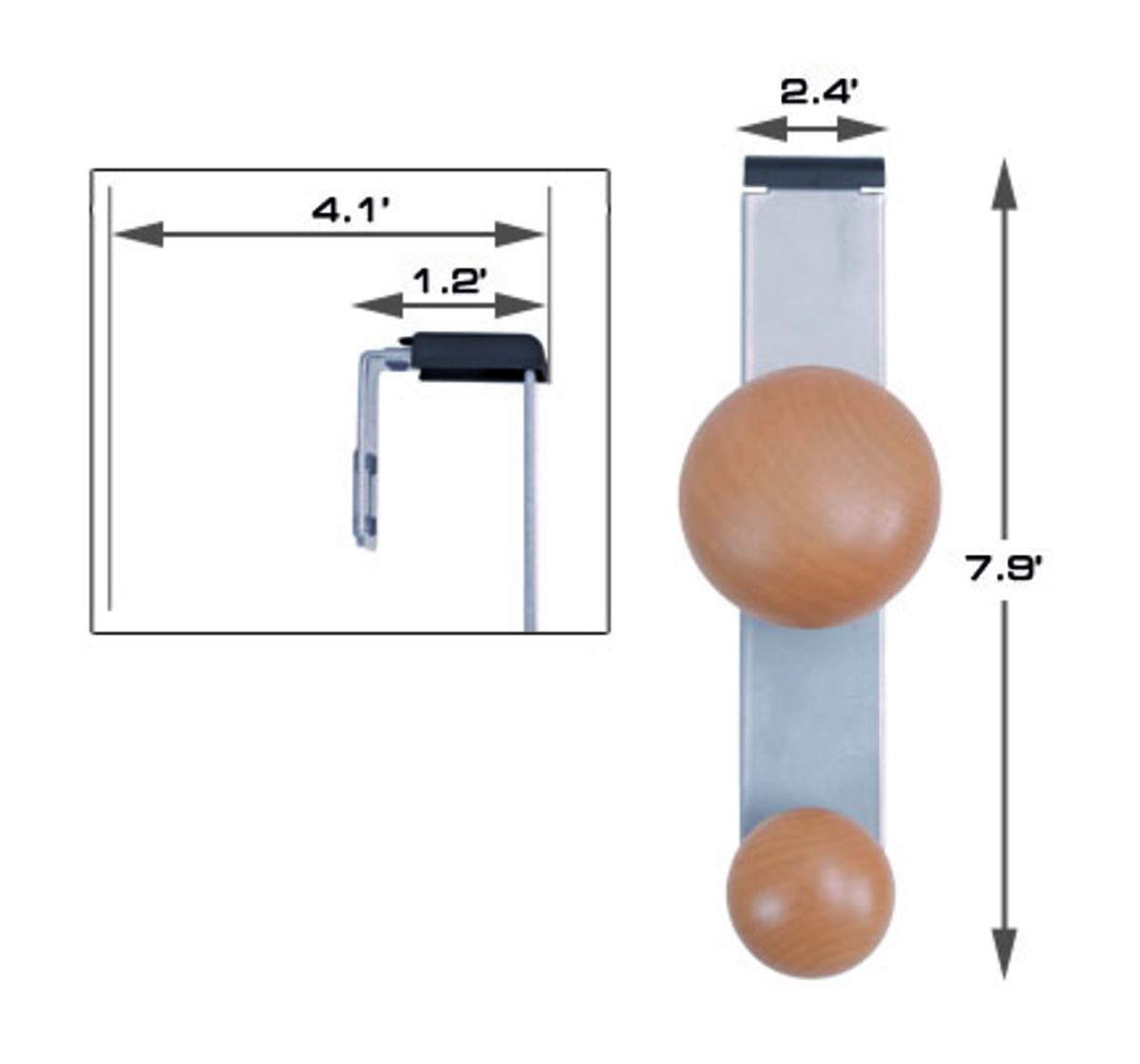 Alba Over-The-Panel Coat Hook For Cubicles or Partitions, Double Peg, Metallic Silver and Light Wood (PM2PARTBO)