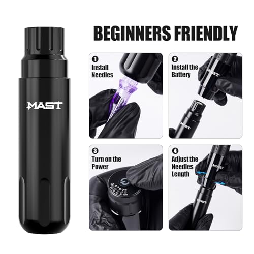 Mast Tour Tattoo Gun Kit, Wireless Rotary Tattoo Pen Machine Kit, 2 Tattoo Batteries Power Supply, 20Pcs Needles, Complete Tattoo Kit