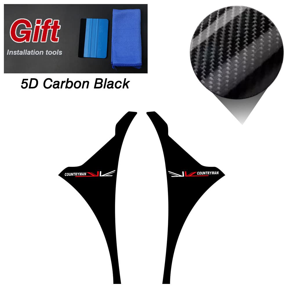 2pcs Fender Section Side Scuttles Vinyl Decal Stickers for Mini 1st Generation Countryman R60 2010-2016 (5D Carbon Fiber Pattern Black)