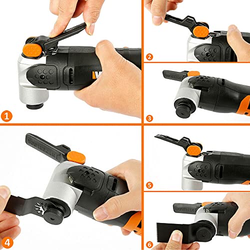 5 Wood Oscillating Tool Saw Blades, Professional Universal Multitool Blades Kit, 1-3/8-Inch Multitool Quick Release Blades Compatible with Dewalt Dremel Porter Cable Fein Worx Makita