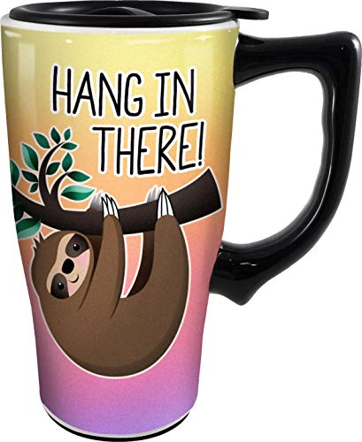 Spoontiques - Ceramic Travel Mugs - Sloth Cup - Hot or Cold Beverages - Gift for Coffee Lovers