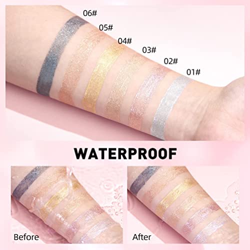 2PCS Liquid Glitter Diamond Eyeshadow, 2 in 1 Liquid Lipstick and Eyeshadow Metallic Lipstick Waterproof Long Lasting Lip Glaze Tint Charming Makeup for Eyes and Lips (Silver White, Blue Gray)