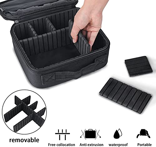 DISEN Makeup Bag Organizer, with Extra 3 Brushes, Adjustable Dividers, Cosmetic Bag Portable Travel Case Waterproof and Durable, for Women