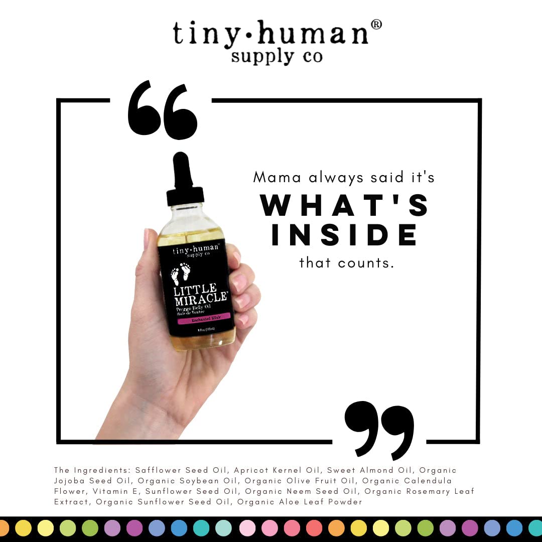 Tiny Human Supply Co Little Miracle Preggo Belly Oil (Fragrance Free) for Pregnancy Stretch Marks and Itching