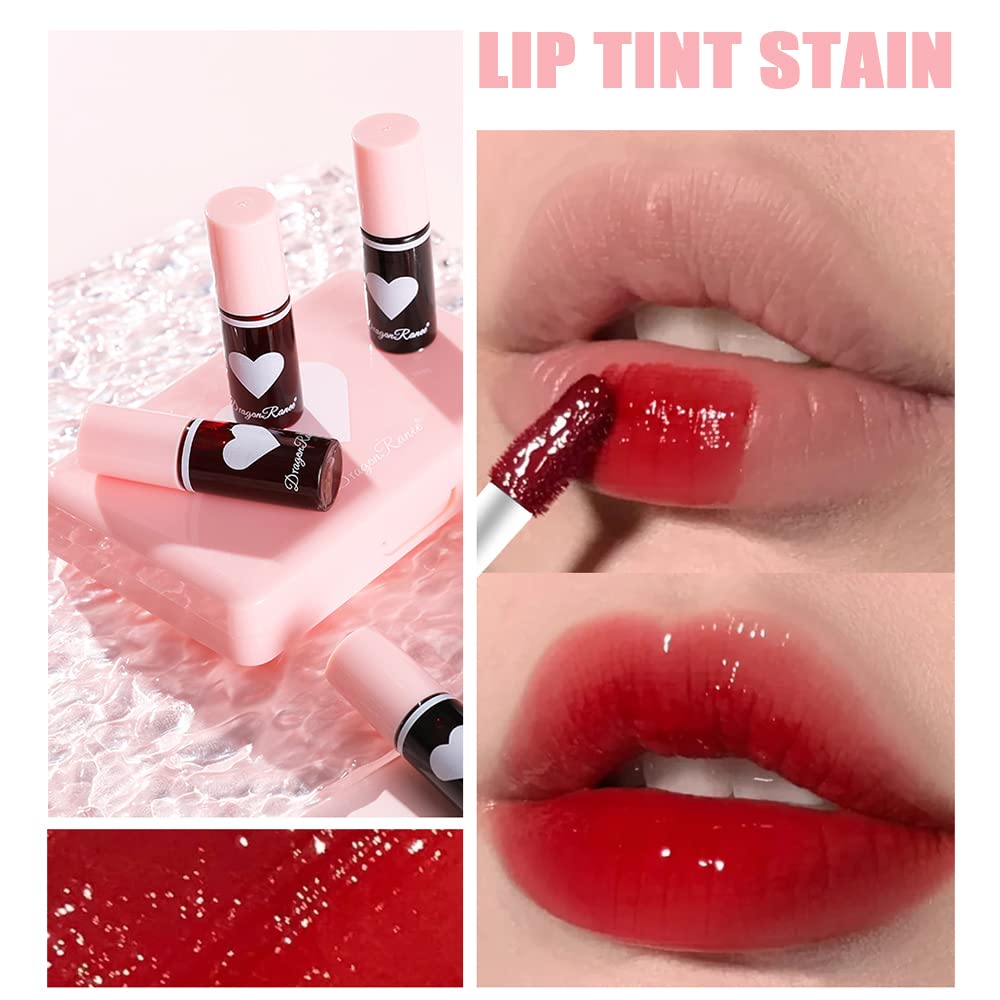 6 Colors Lip Tint Stain Set,Korean Lip Gloss Lip Tint Stain Plumping Mini Liquid Lipstick,Multi-use Lip and Cheek Tint,Long lasting Non-Stick Cup Waterproof,High Pigment, Vivid Color, Lip Color Makeup