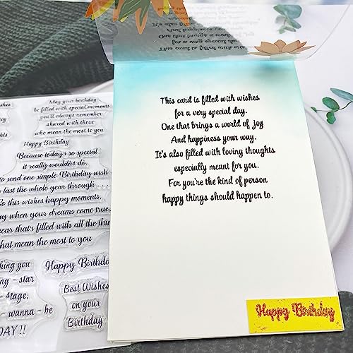 Alinacutle This Card is Filled with Wishes Craft Clear Stamps Happy Birthday Sentiments Stamps, Paper Craft Silicon Stamp for Scrapbooking/Card Making/Paper Art