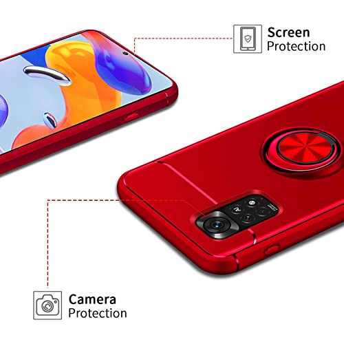 AKABEILA for Oppo A96 4G/Realme 9i/A36 4G/A76 4G/K10 4G/Realme 10T 5G Case Screen Protector Cover [with Tempered Glass Free] Carbon Fiber Silicone Bracket Phone Holder Shockproof Cases 6.59"