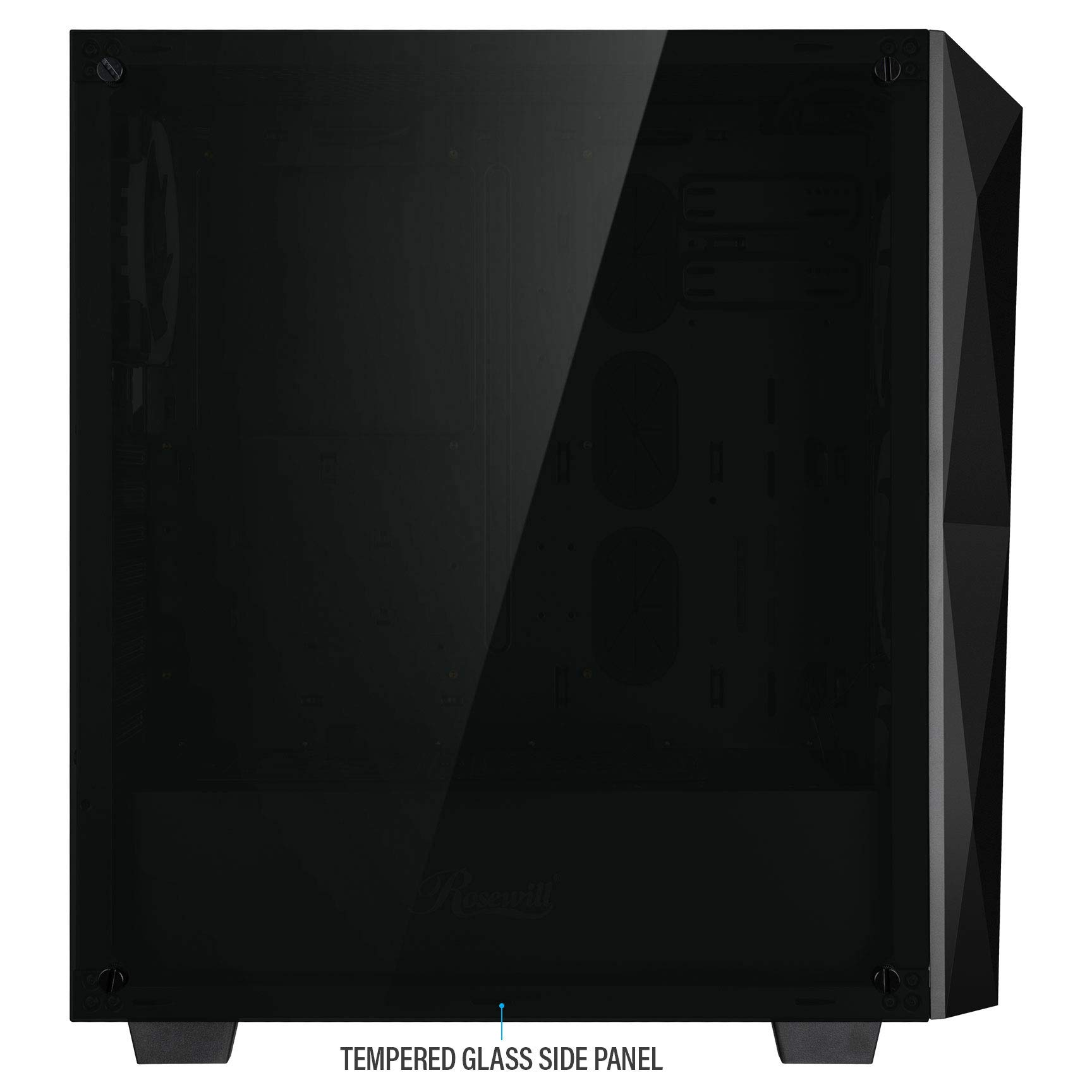 Rosewill SPECTRA X-Blue ATX Mid Tower Gaming PC Computer Case, Supports 240mm & 360mm Liquid Coolers, 4 Dual-Ring Blue LED Fans, Steel Airflow Mesh, Tempered Glass