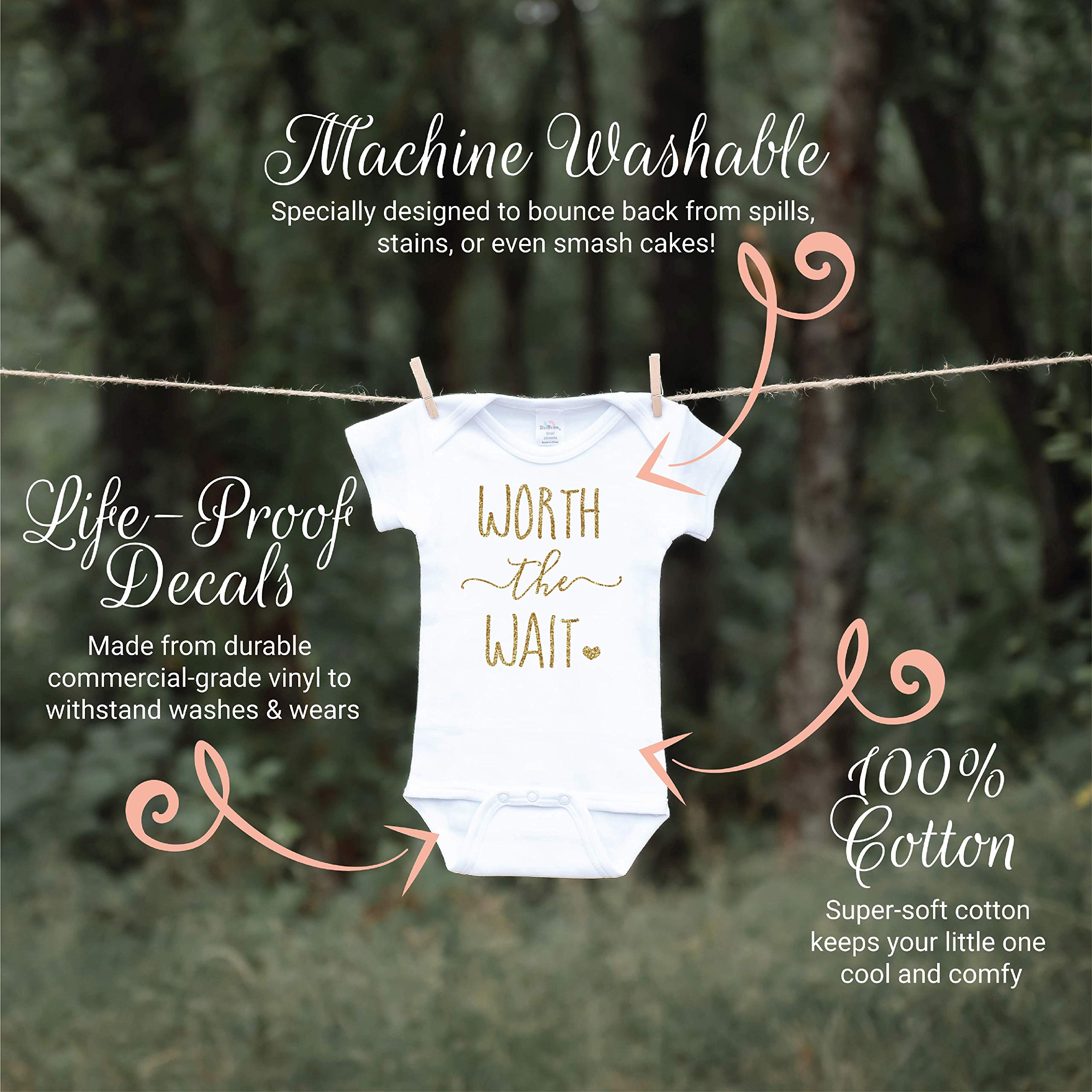 Bump and Beyond Designs Baby-Girls Outfit Newborn Girl Leotard Worth the Wait White, 0-3 Months