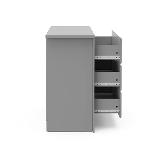 Storkcraft Crescent 3 Drawer Chest (Pebble Gray) – Baby and Kids Bedroom Organizer, Nursery Chest, Storage Dresser with Drawers, Universal Design