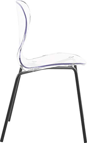 Meridian Furniture Clarion Collection Modern | Contemporary Lucite Polycarbonate Stackable Dining Chair with Sturdy Metal Legs, Set of 2, 19.5" W x 19" D x 32.5" H, Matte Black Finish