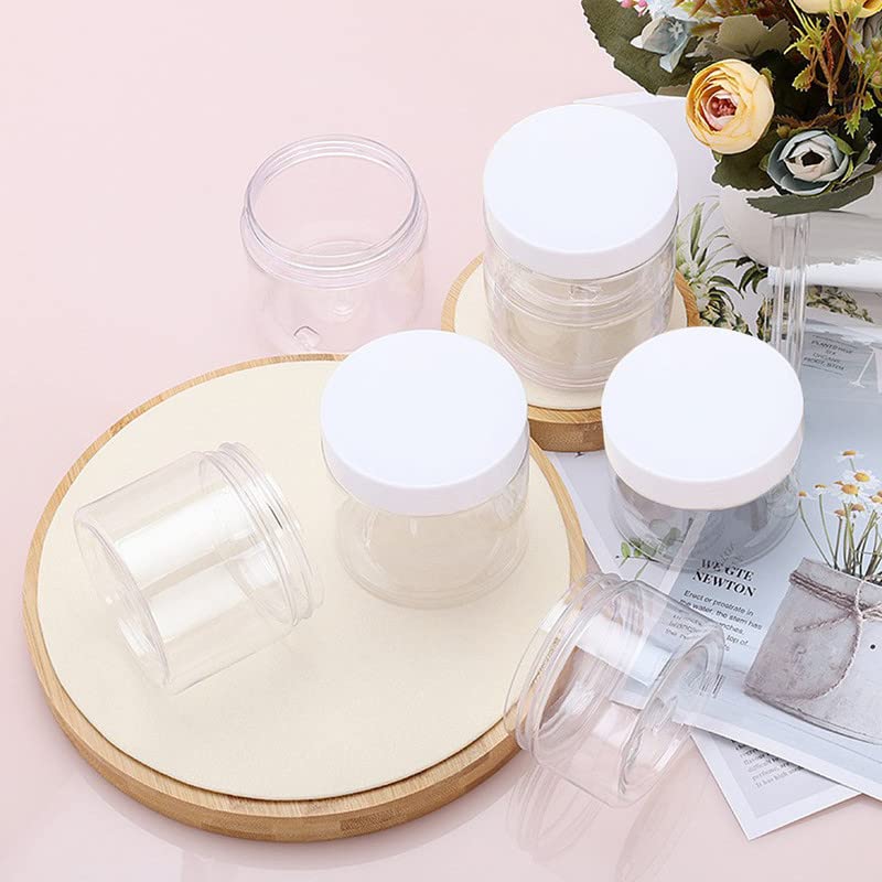 24 Pcs 1 Oz Plastic Cosmetic Containers Set Round Clear Cosmetic Jars with Inner Liners and White Lids for Creams,Lotions,Liquids,Cosmetic,Lip Balm,Lip Gloss
