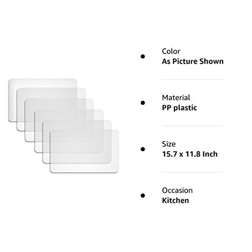 Boao 6 Pieces Plastic PlacematsTable Mats Heat Resistant PlacematsDining Mats for Table, Dining, Kitchen (15.7 x 11.8 Inch)