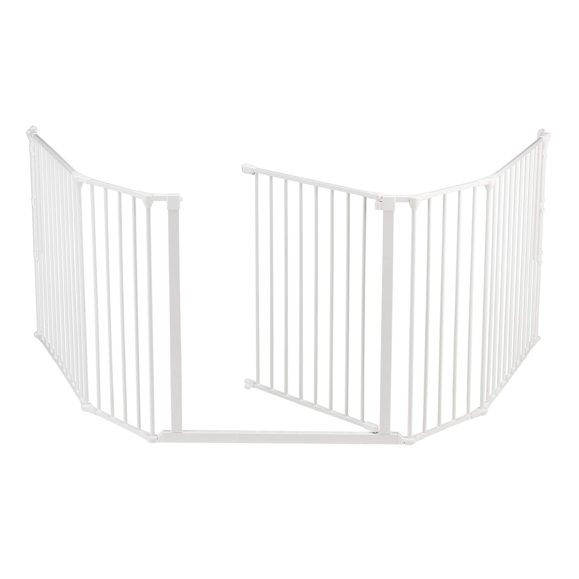 BabyDan Flex Hearth 35.4-109.5 Inch Wide Extra Large Size Safety Baby Gate for Fireplace, Hearths, and Doorways, White