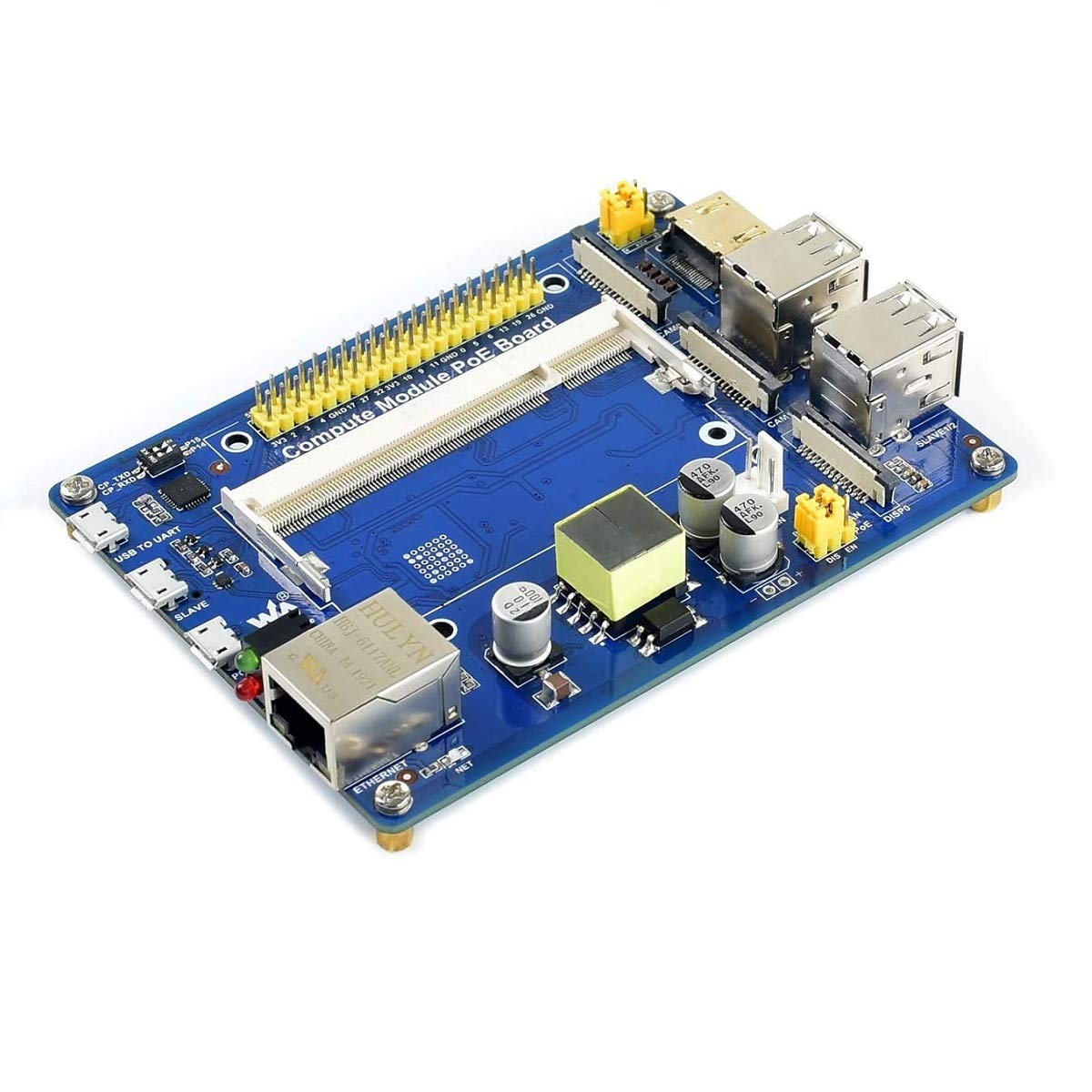 waveshare Compute Module IO Board with PoE Feature Development Board for Raspberry Pi CM3 / CM3L / CM3+ / CM3+L,with Ethernet Port,USB Ports,HDMI/DSI/CSI Camera Interface