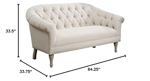 Coaster Furniture Loveseat Settee Natural Fabric Weathered Grey Chrome 902498