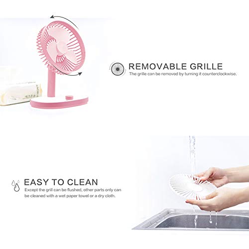 SmartDevil 6.5β Small Desktop Fan, Personal Desk Fan With Storage Function, 2600 mAh Battery Operated Table fan, Smart Timing Function, Stepless Speed Regulation, for Home, Office, Bedroom, Pink