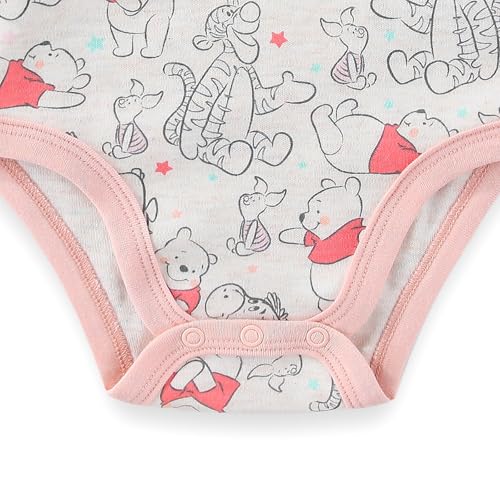 Disney Dumbo, Princess Or Winnie the Pooh Girls 3 Pack Bodysuit for Newborn and Infants