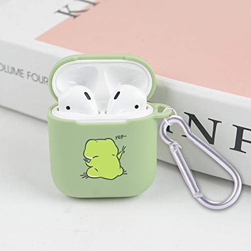 MAYCARI Cute Frog Case for AirPods 2&1 with Keychain,(Green) Animals Design Protective Soft TPU Cover Compatible with Apple AirPods Charging Case for Girls&Boys