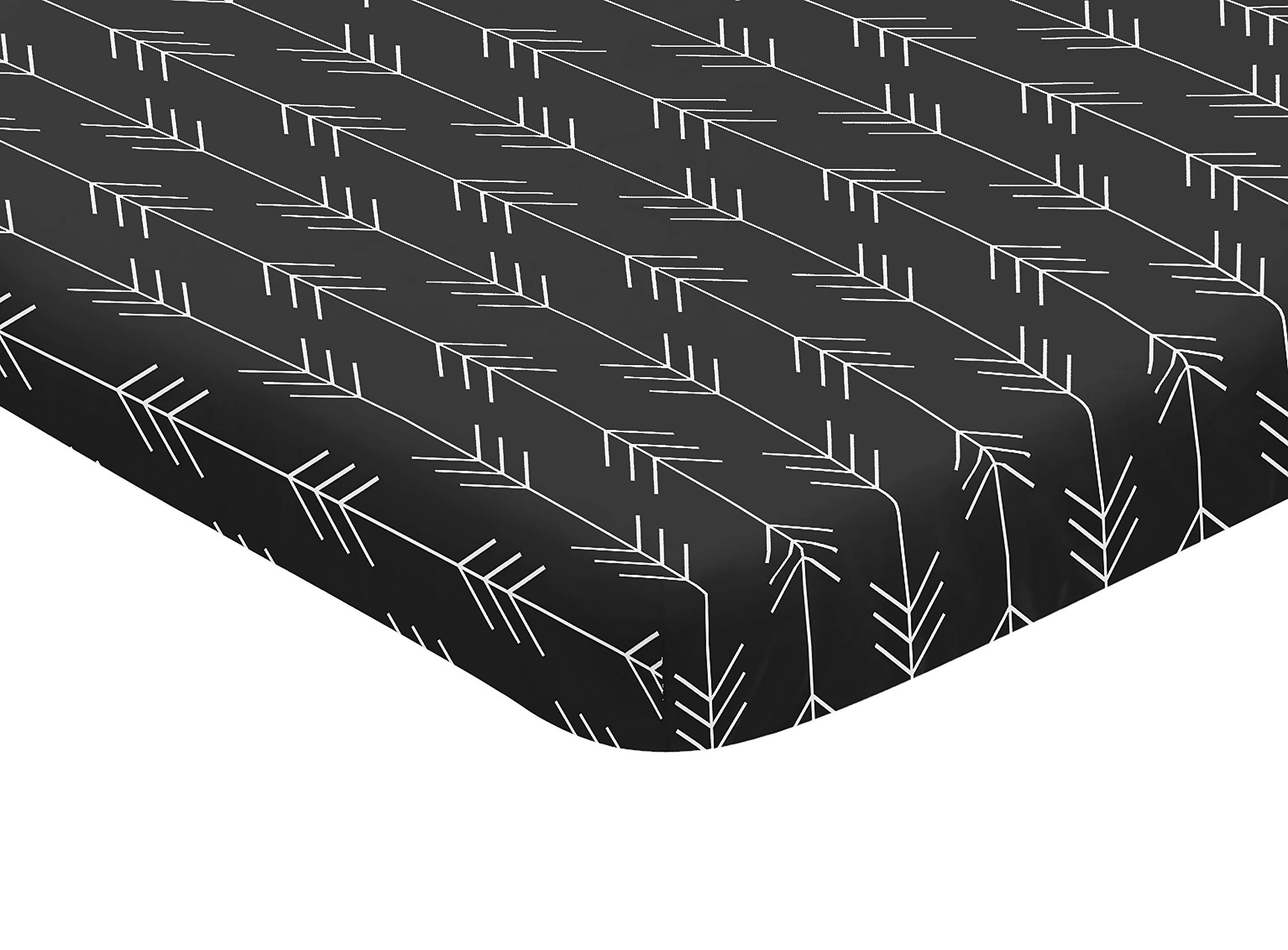 Sweet Jojo Designs Woodland Arrow Boy Fitted Mini Crib Sheet Baby Nursery for Portable Crib or Pack and Play - Black and White Rustic Country Lumberjack