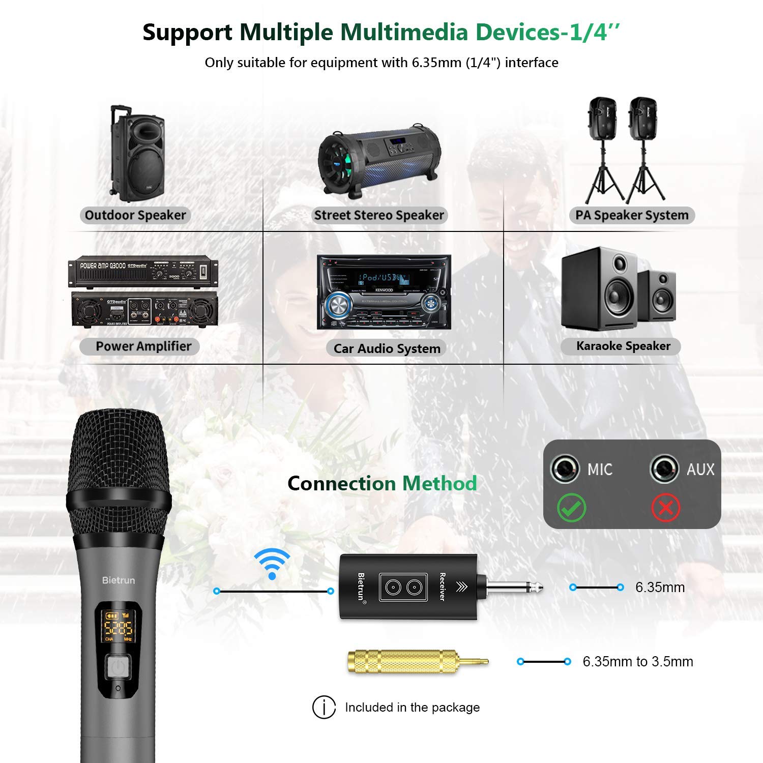 Bietrun Wireless Microphone Portable Storage Case, for Bietrun WXM02 WXM04 WXM19 WXM21, Dual Mic Bag with EVA Hard Shell Exterior, Case Only, for Travel Outing Handheld