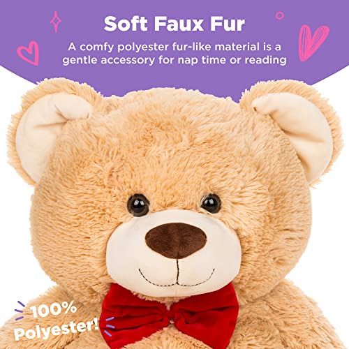 Best Choice Products 35in Giant Super Soft Plush Cuddly Teddy Bear Stuffed Animal Toy for Bedroom, Kids Playroom w/Bow Tie, Footprints - Brown