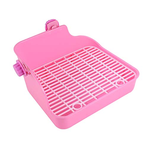 POPETPOP Rabbit Litter Box Plastic Small Animal Litter Potty Trainer Corner Box Pet Training Toilet for Hamster Gerbil Bunny Chinchilla Guinea Pig Ferret Pink
